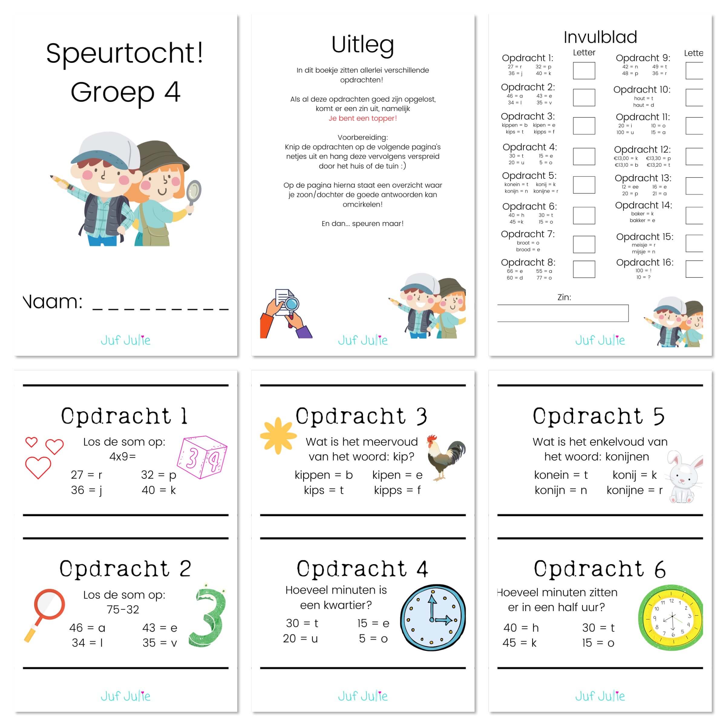 Speurtocht groep 4 - Juf Julie
